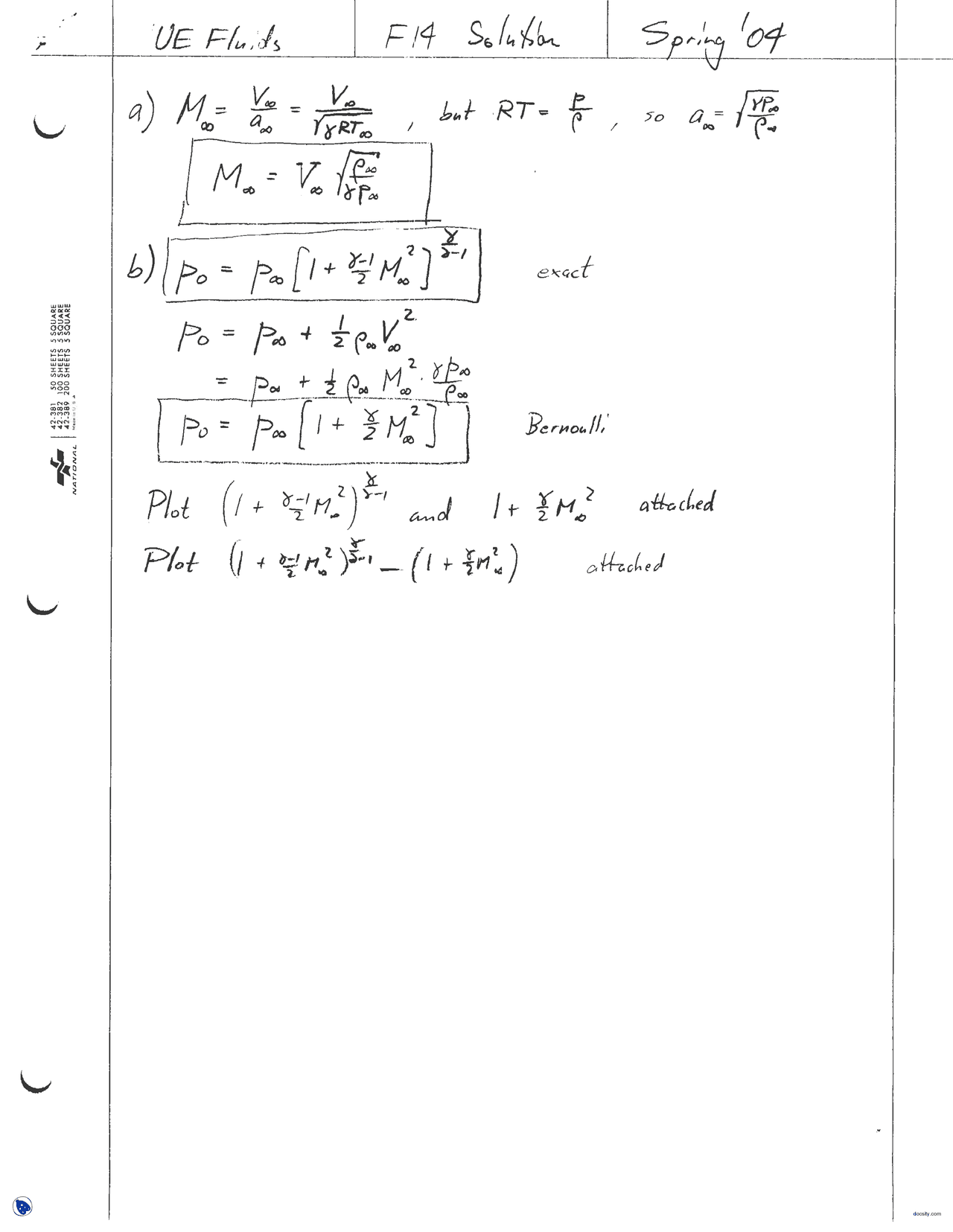 Benoulli F14-Fluid Mechanics-Assignment Solution - Docsity