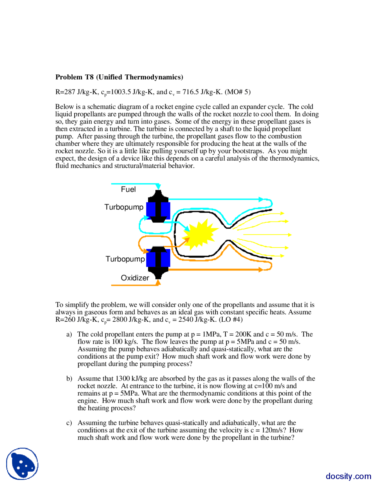 Unified Thermodynamics Part 2 Thermo Propulsion Assignment Docsity