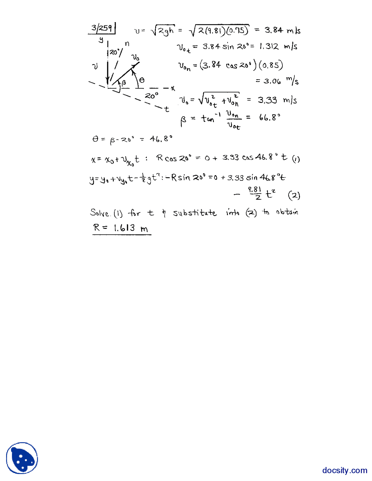 Engineering Dynamics 6th Edition Solution Chapter 3 Part 6-Dynamics-Solution Manual | Exercises ...
