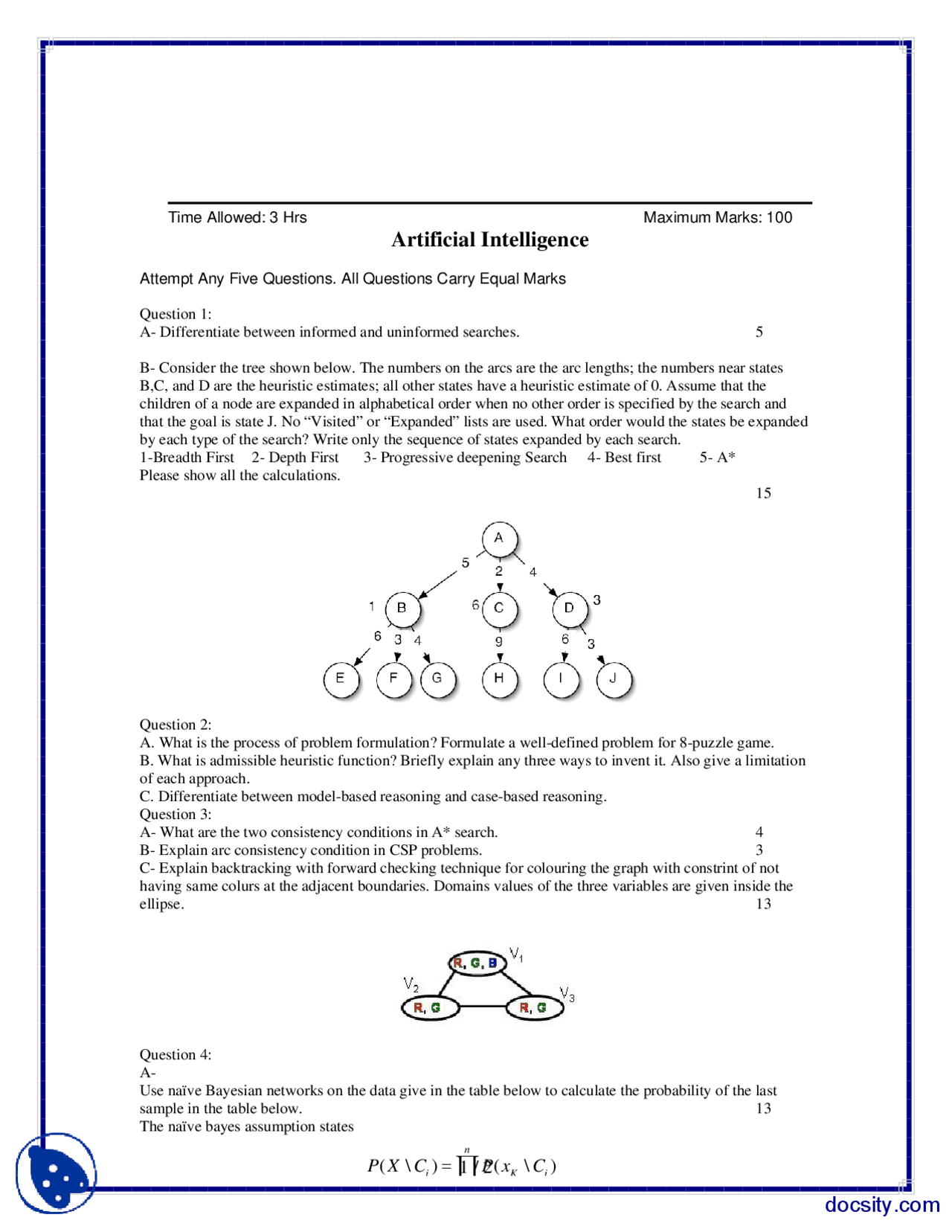 Hill Climbing Search And Trees-2008-Artificial Intelligence-Exam Paper ...