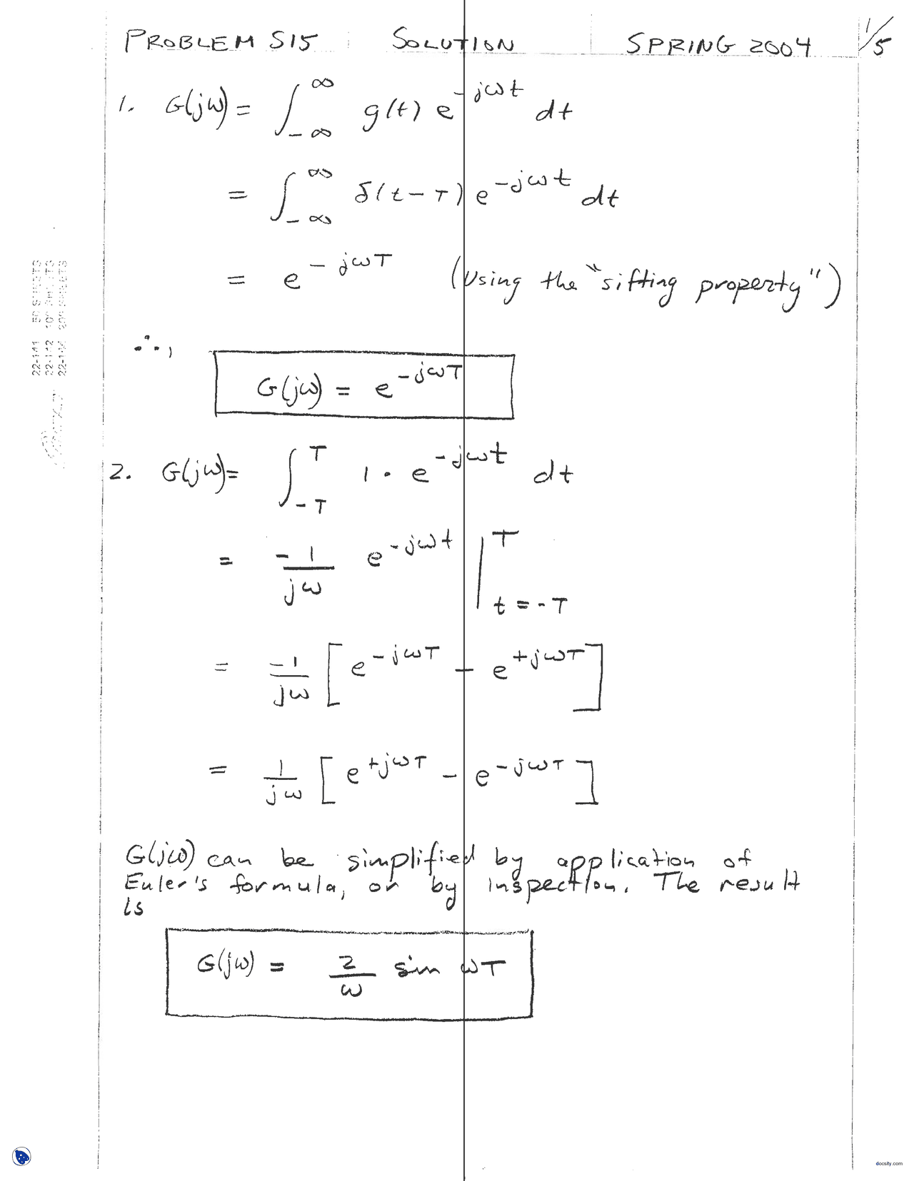 Laplace Transform Signal And System Theory Assignment Solution Docsity