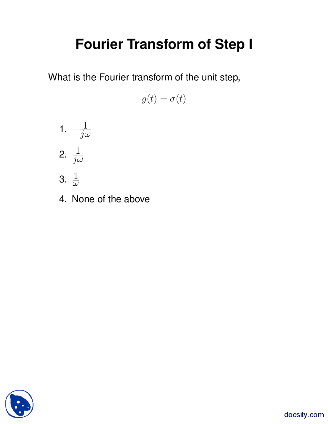 Fourier Transform I Signal And Systems Lecture Handout Docsity