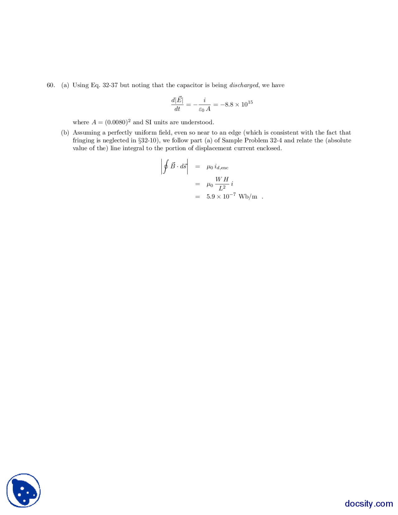 Capacitor Discharge Electricity Solved Problem Docsity