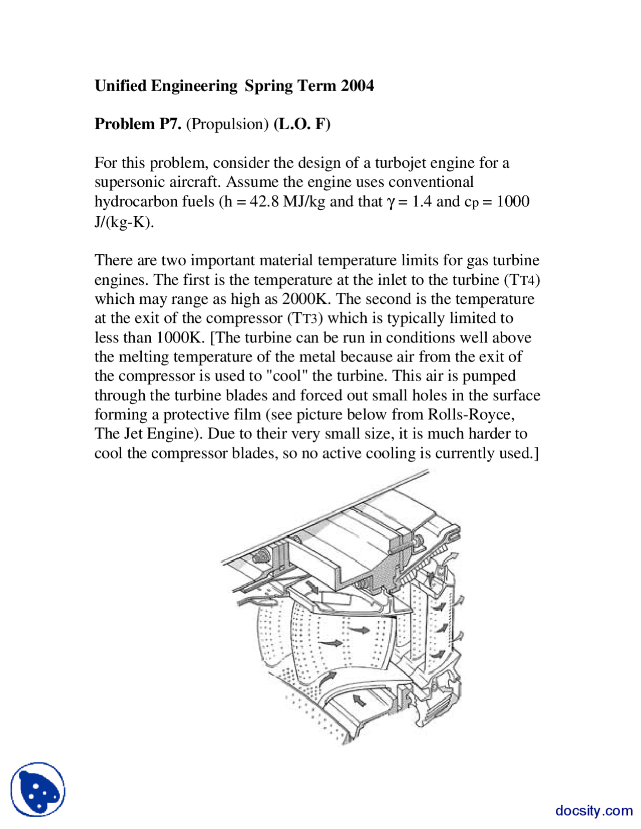 Propulsion Part 5 Thermodynamic Propulsion Assignment Docsity