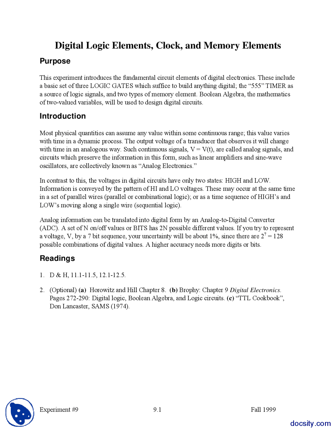 Digital Logic Elements Clock And Memory Elements Digital Logic Design