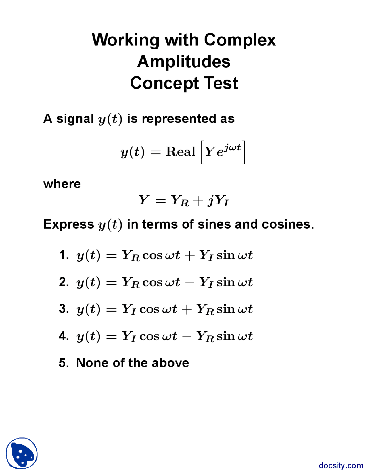 Working With Complex Amplitudes Signal And System Theory Lecture