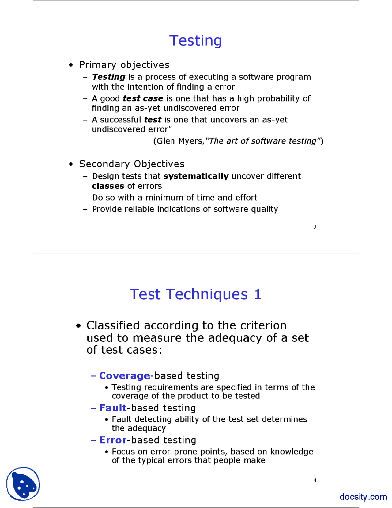 Testing Aeronautical Engineering And Computer Programming Lecture Slides Docsity