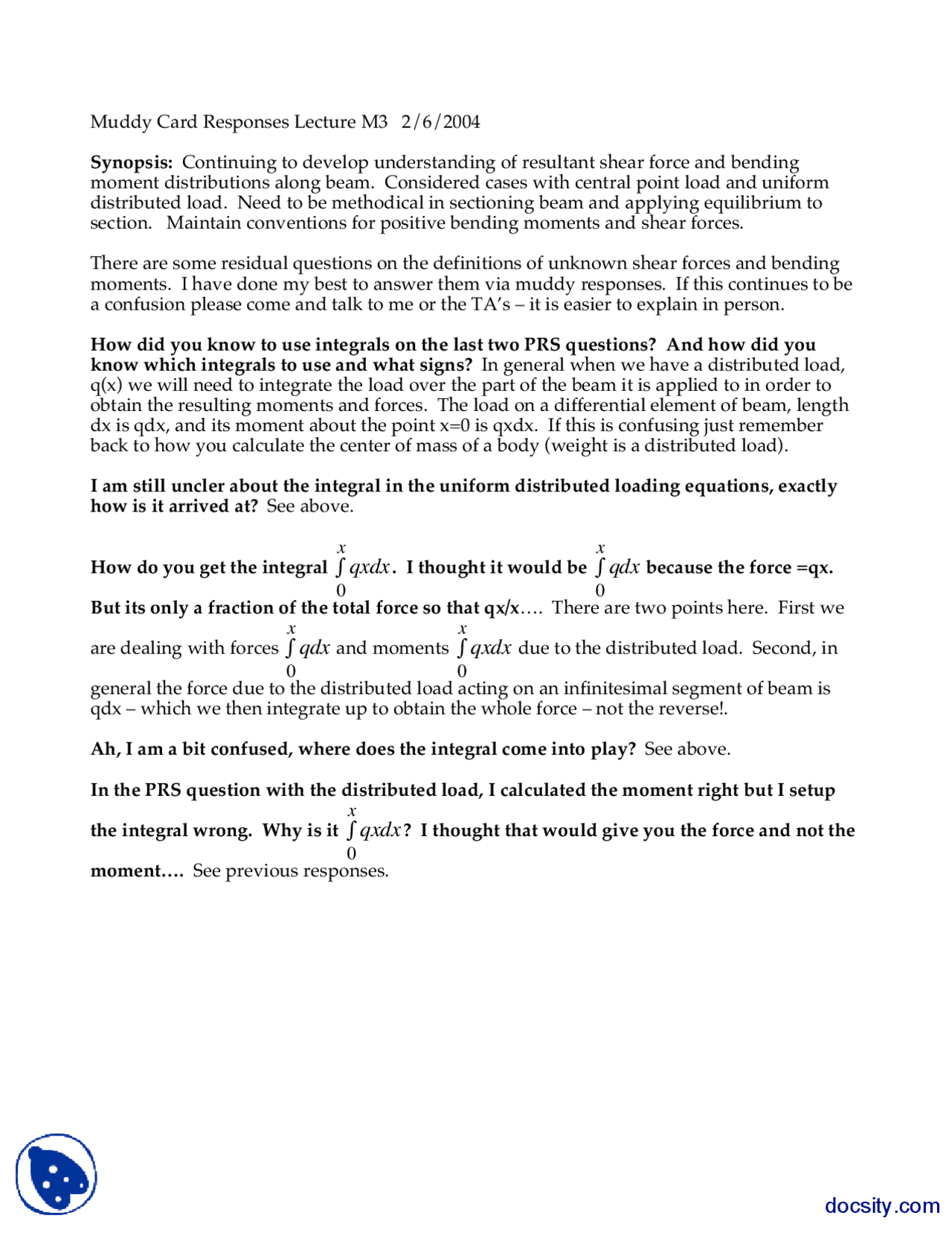 Muddy Card Responses Part 4 Concepts Of Structure Of Materials Lecture
