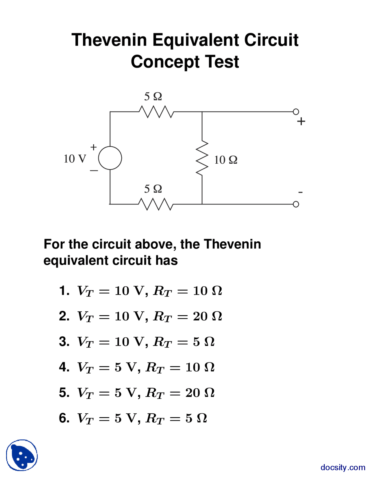 Thevenin Equivalent Circuit Signal And System Theory Lecture Handout