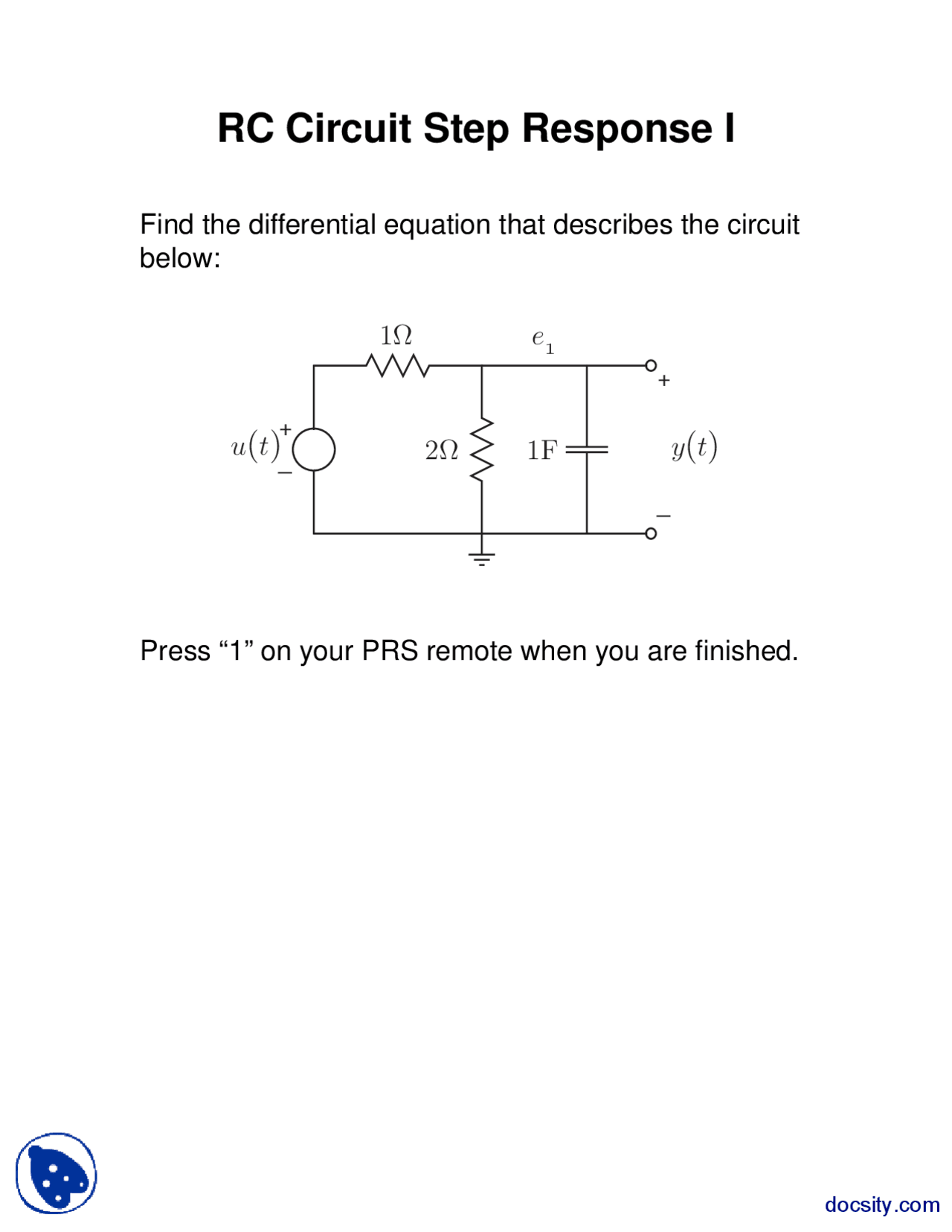 Rc Circuit Step Response Signal And System Theory Lecture Handout Docsity