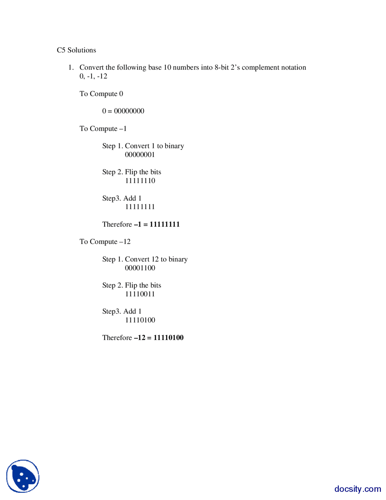Using The 2s Complement Aeronautical Engineering And Computer Programming Assignment Solution