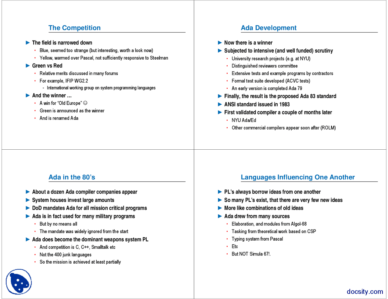 Ada Development Programming For Aeronautical Engineering And Sciences Lecture Slides Docsity
