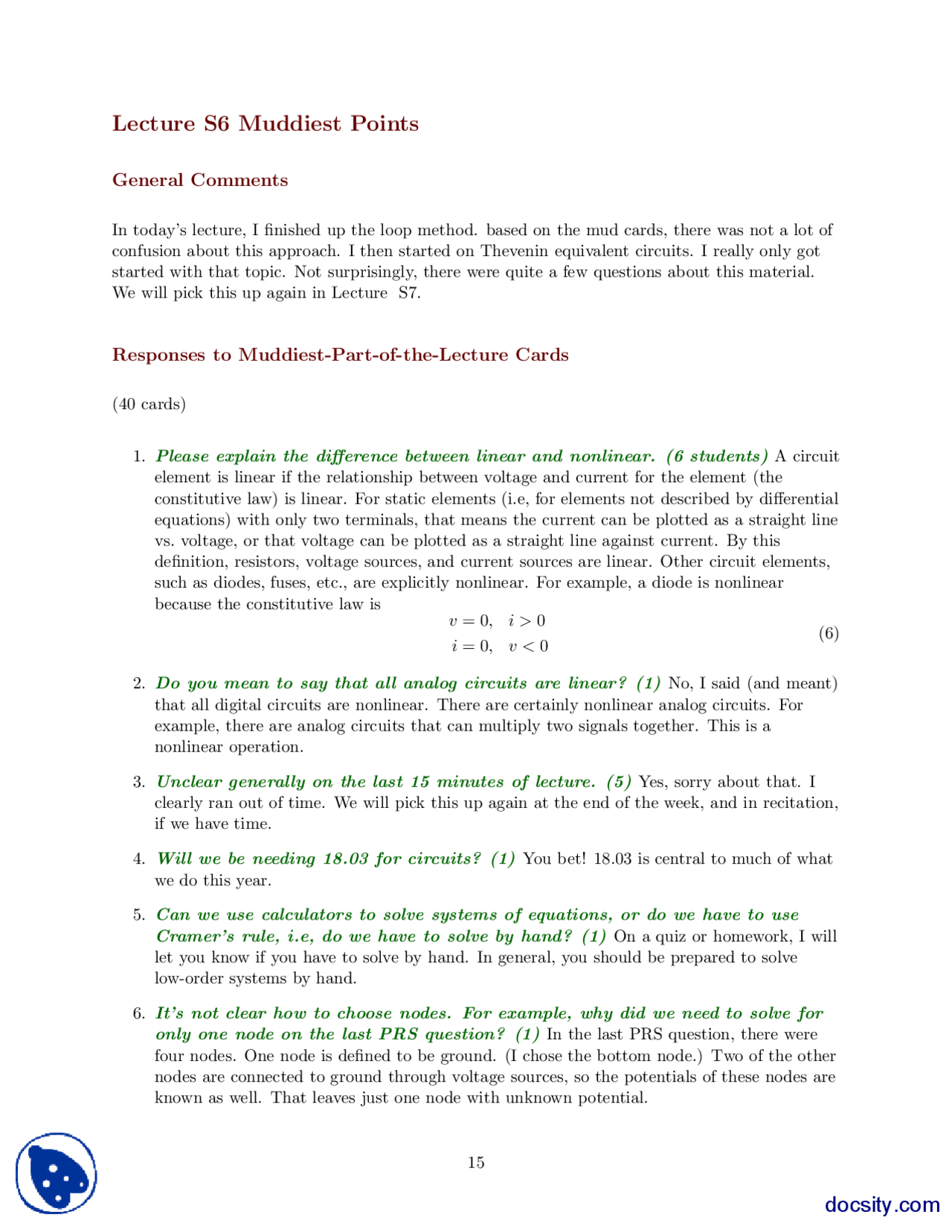 Muddiest Points Part 6 Signal And Systems Lecture Handout Docsity