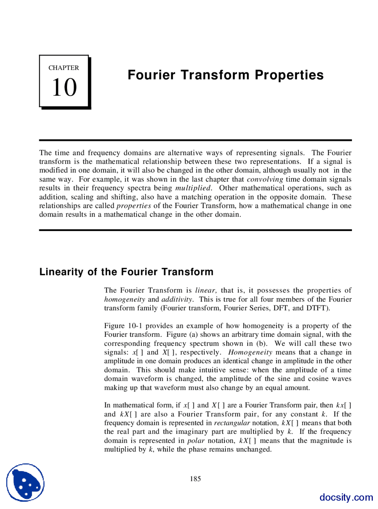 Fourier Transform Properties Signal Processing And Analysis Handout