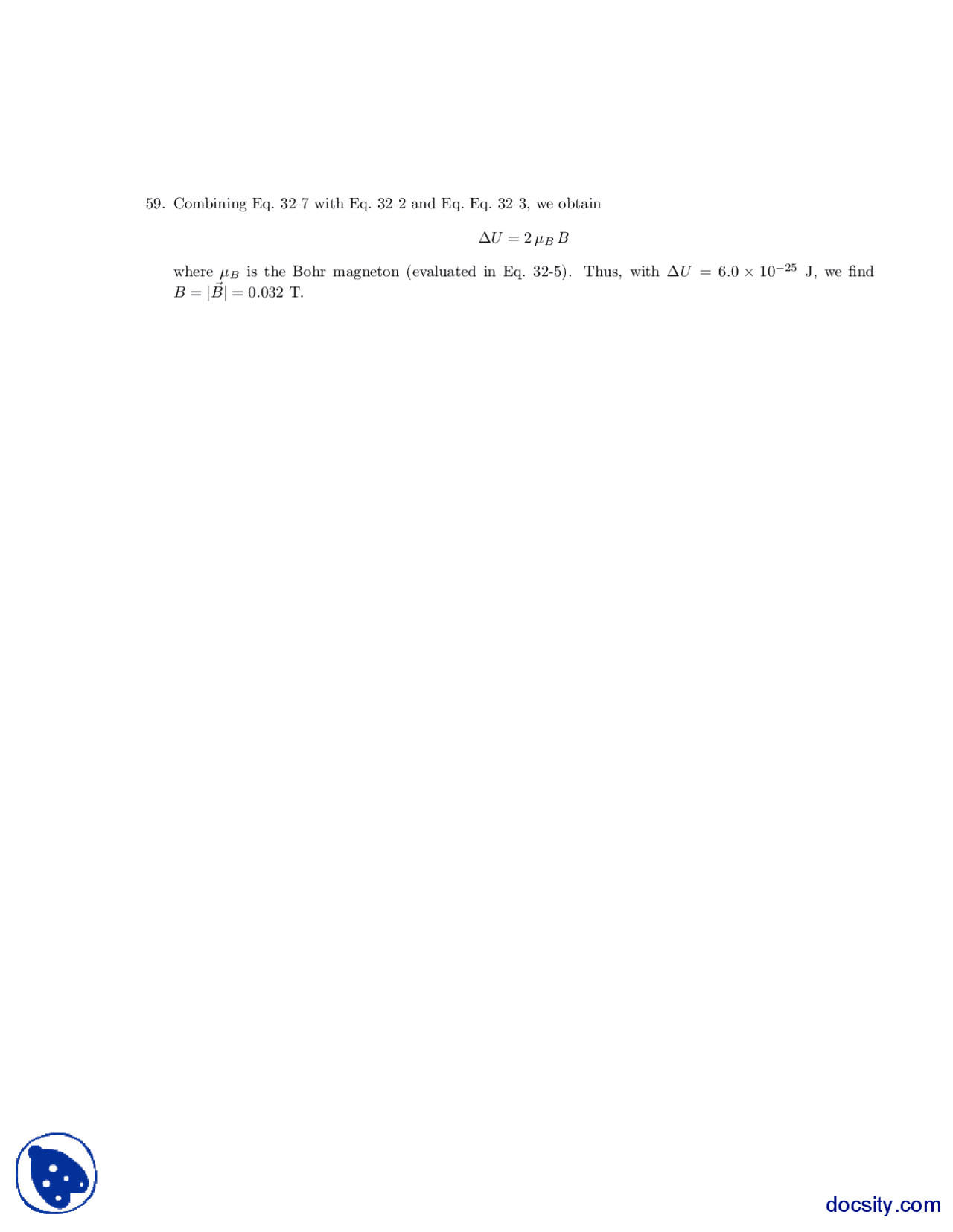 Bohr Magneton Electricity Solved Problem Docsity