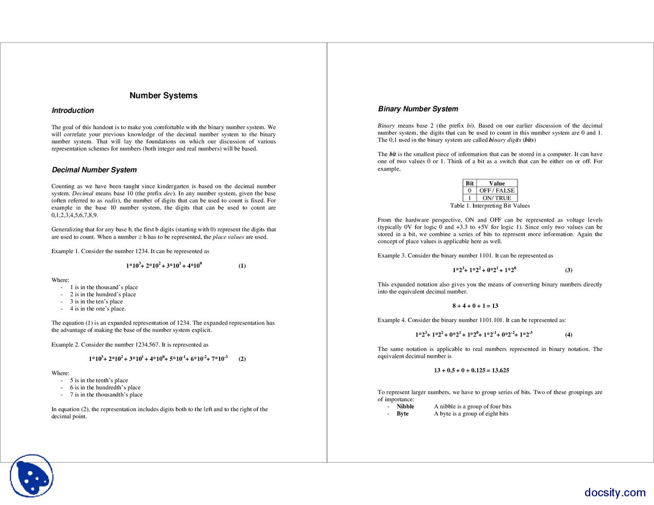 Number Systems Aeronautical Engineering And Computer Programming Lecture Slides Docsity