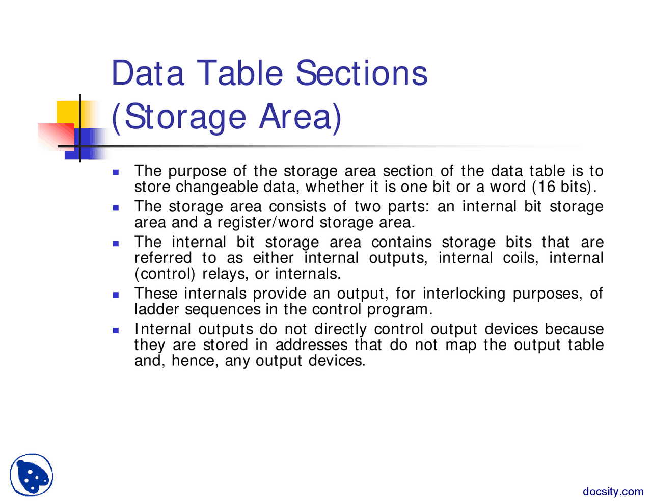 Data Table Sections-Digital Logic Design And Programming-Lecture Slides - Docsity