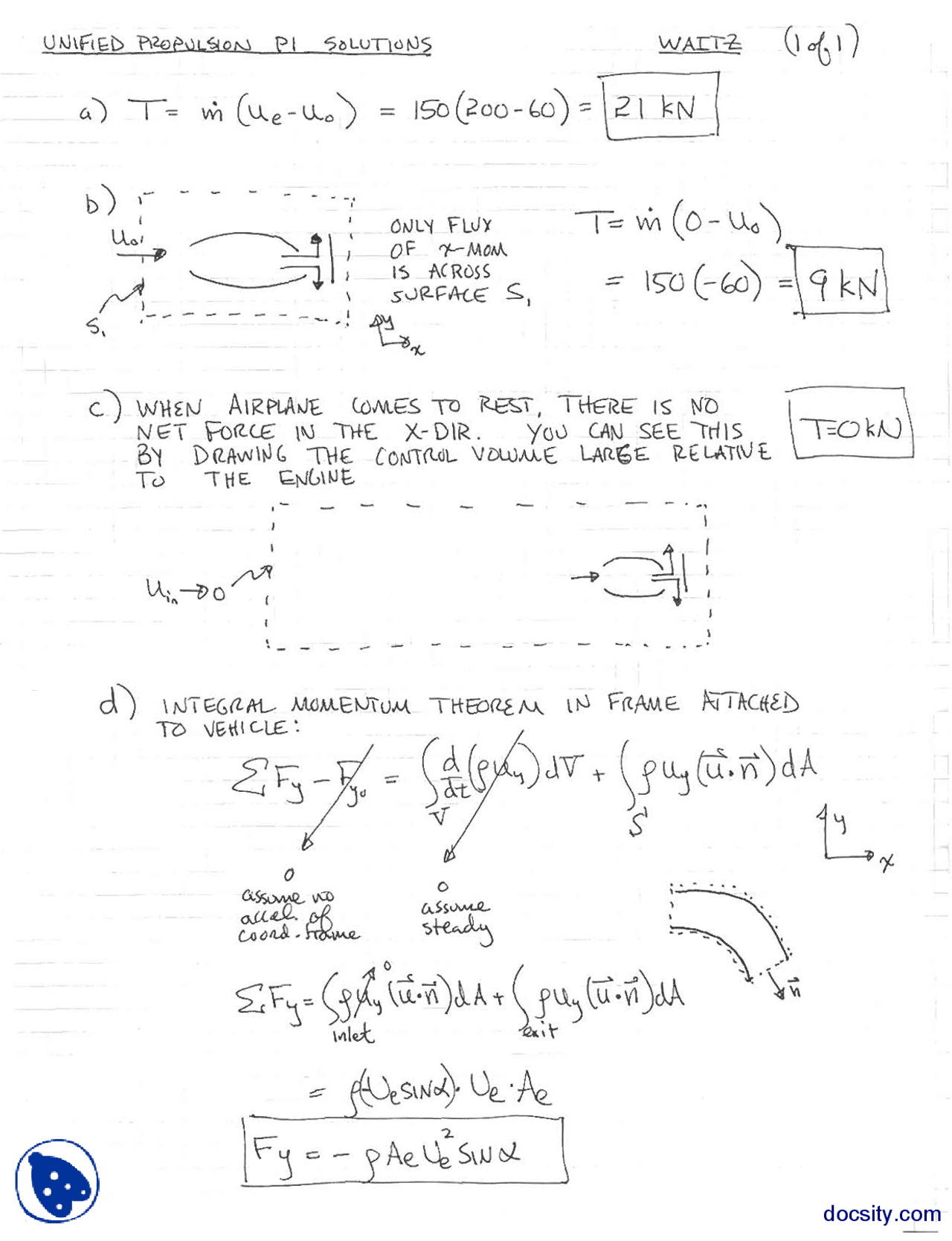 Unified Propulsion Problems Part 1 Thermodynamic Propulsion Assignment