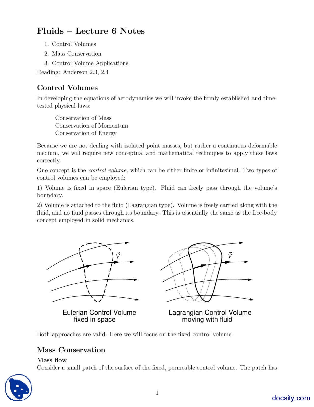 Control Volumes-Fluid Mechanics-Lecture Notes - Docsity
