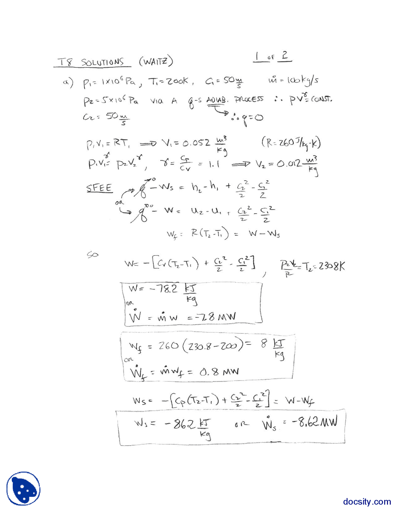 Turine Problem Thermodynamic Propulsion Assignment Solution Docsity