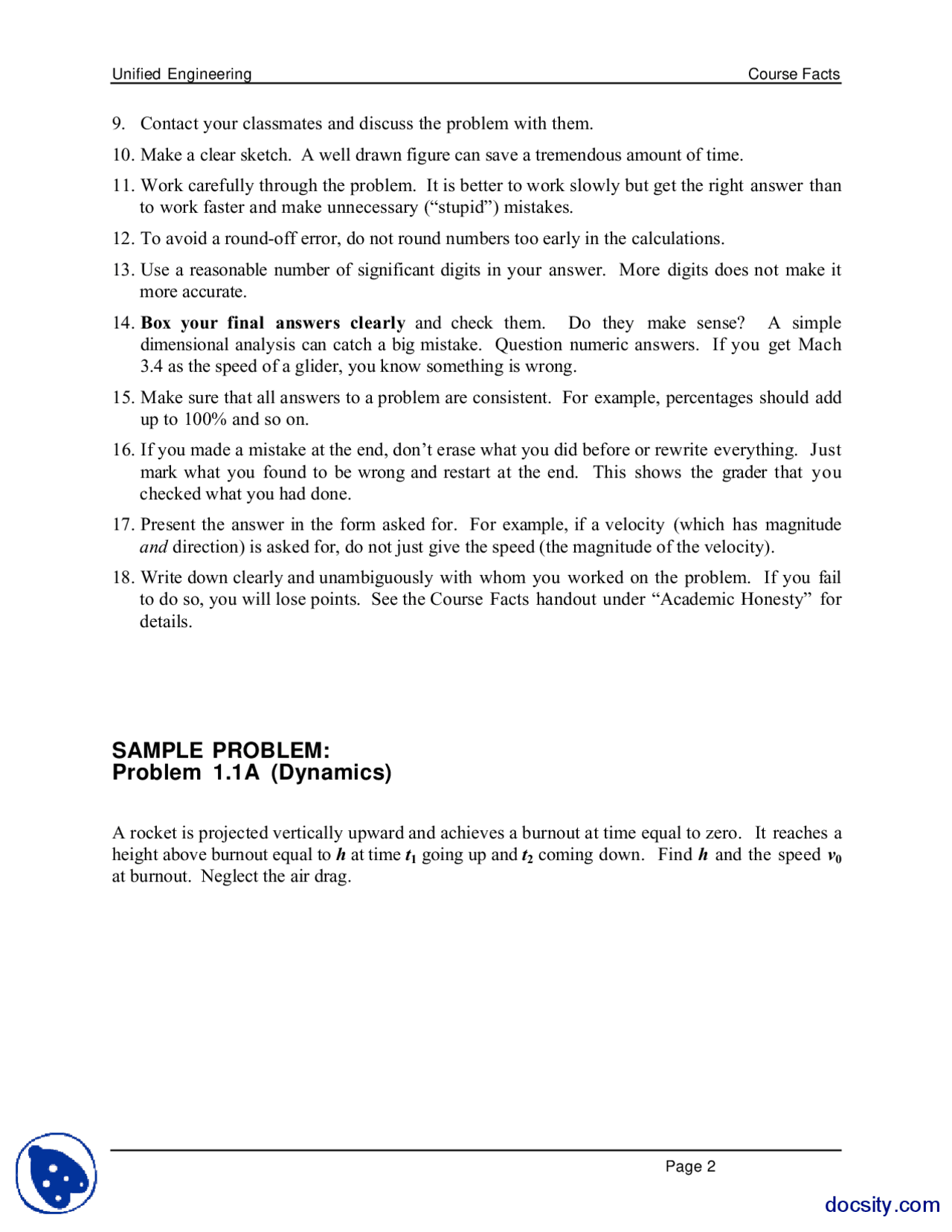 Sample Home Work Unified Engineering Assignment Docsity