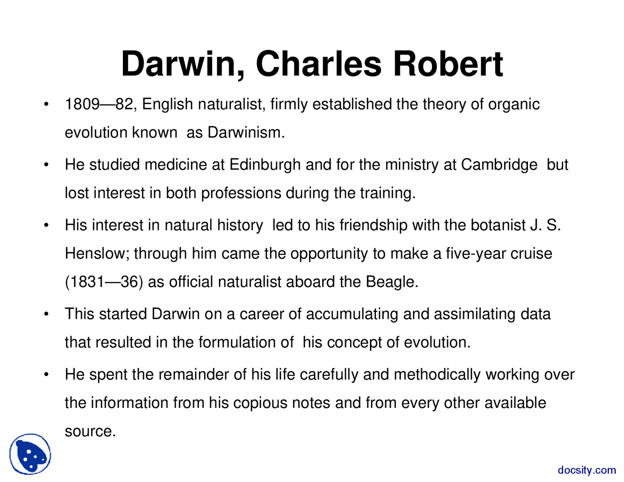 Darwinism-Theory of Evolution-Lecture Slides | Slides Theory of ...