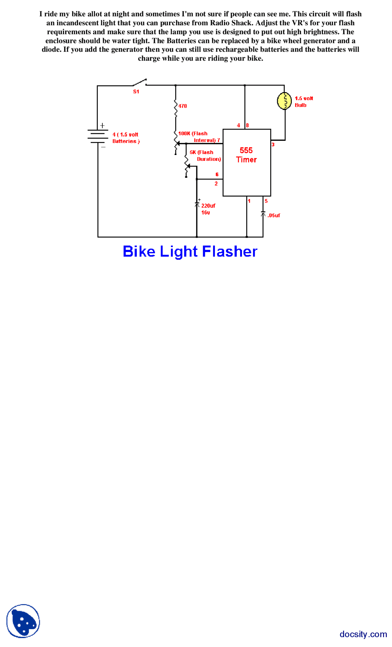 Bike Light Flasher-Electronic Design-Handout - Docsity