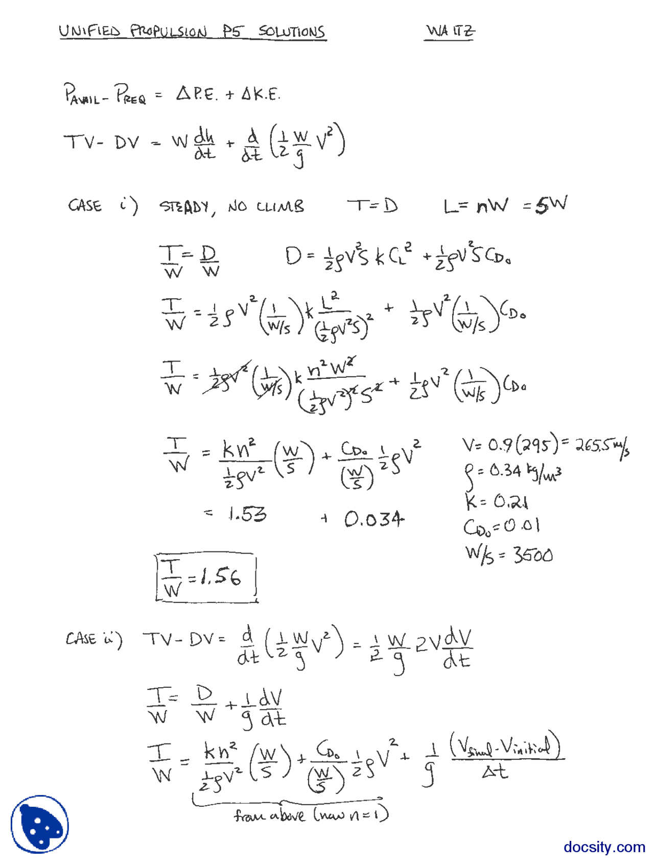 Unified Propulsion Problems Part 8 Thermodynamic Propulsion Assignment