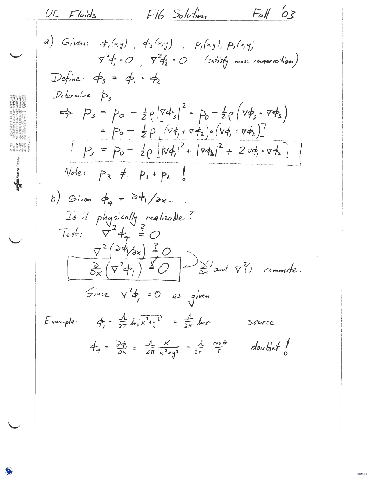 Fluids Problem Part 7 Unified Engineering Assignment Solution Docsity