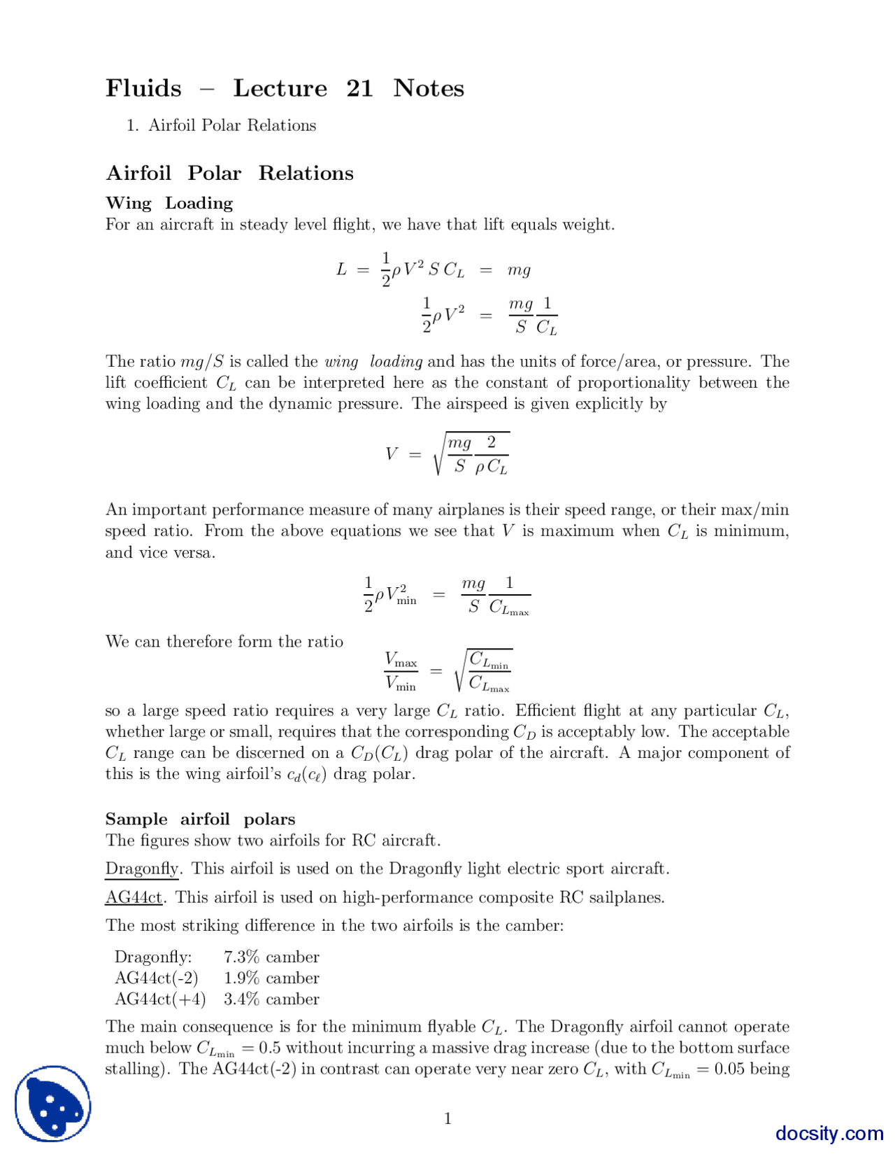 Airfoil Polar Relations-Aeronatical Engineering And Fluid Mechanics ...