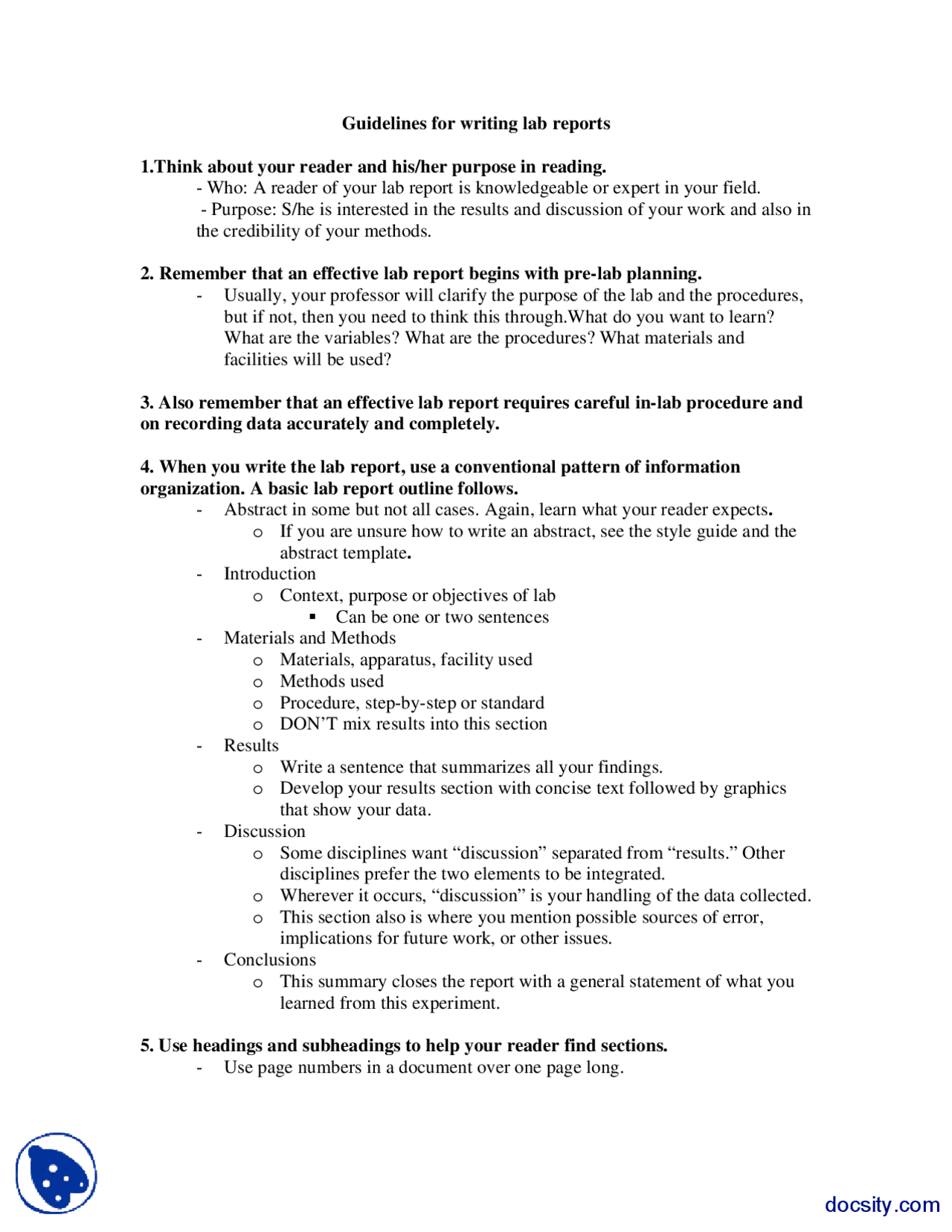 Guidelines For Writing Lab Reports Aeronautical Engineering Lab Reports
