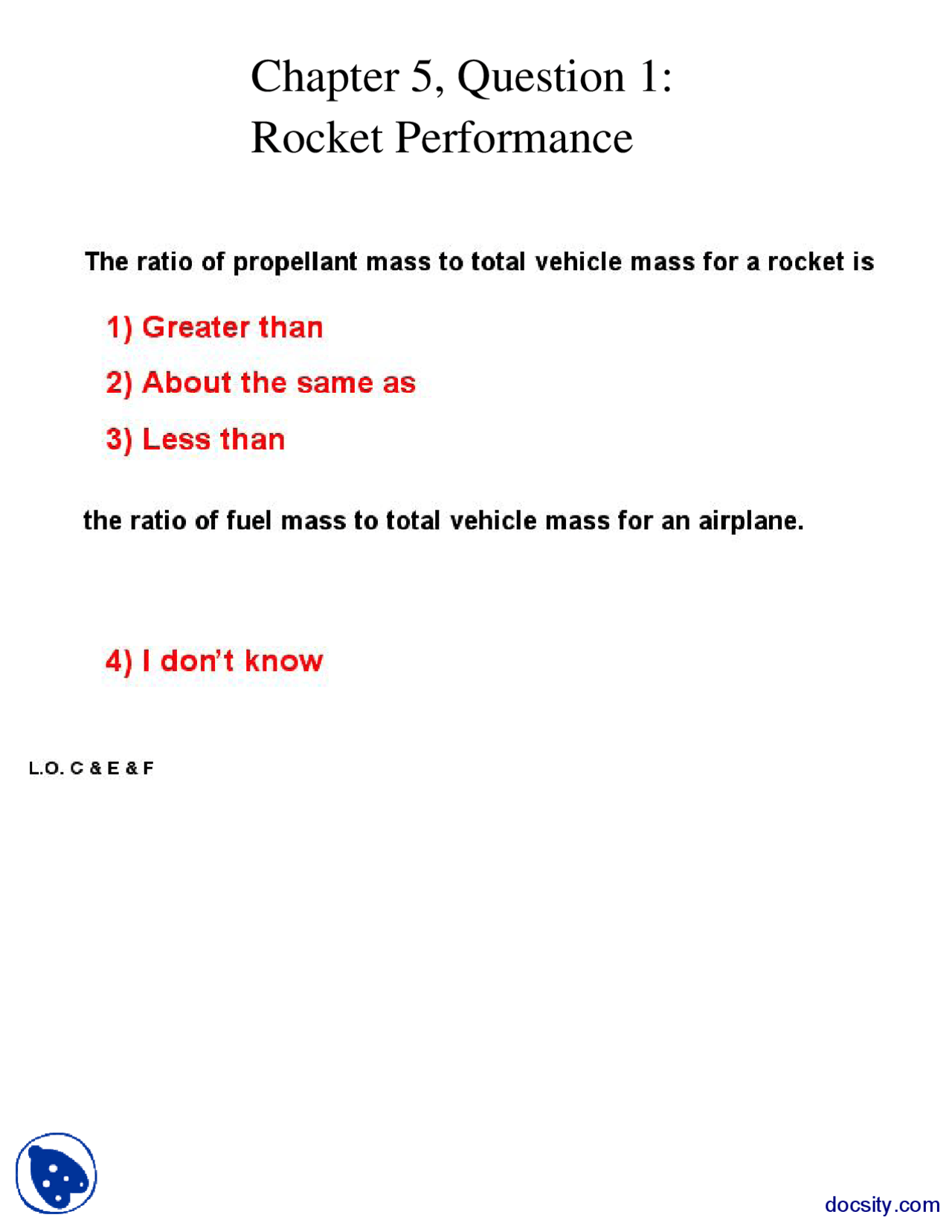 Rocket Performance Part 1 Thermodynamic Propulsion Quiz Docsity