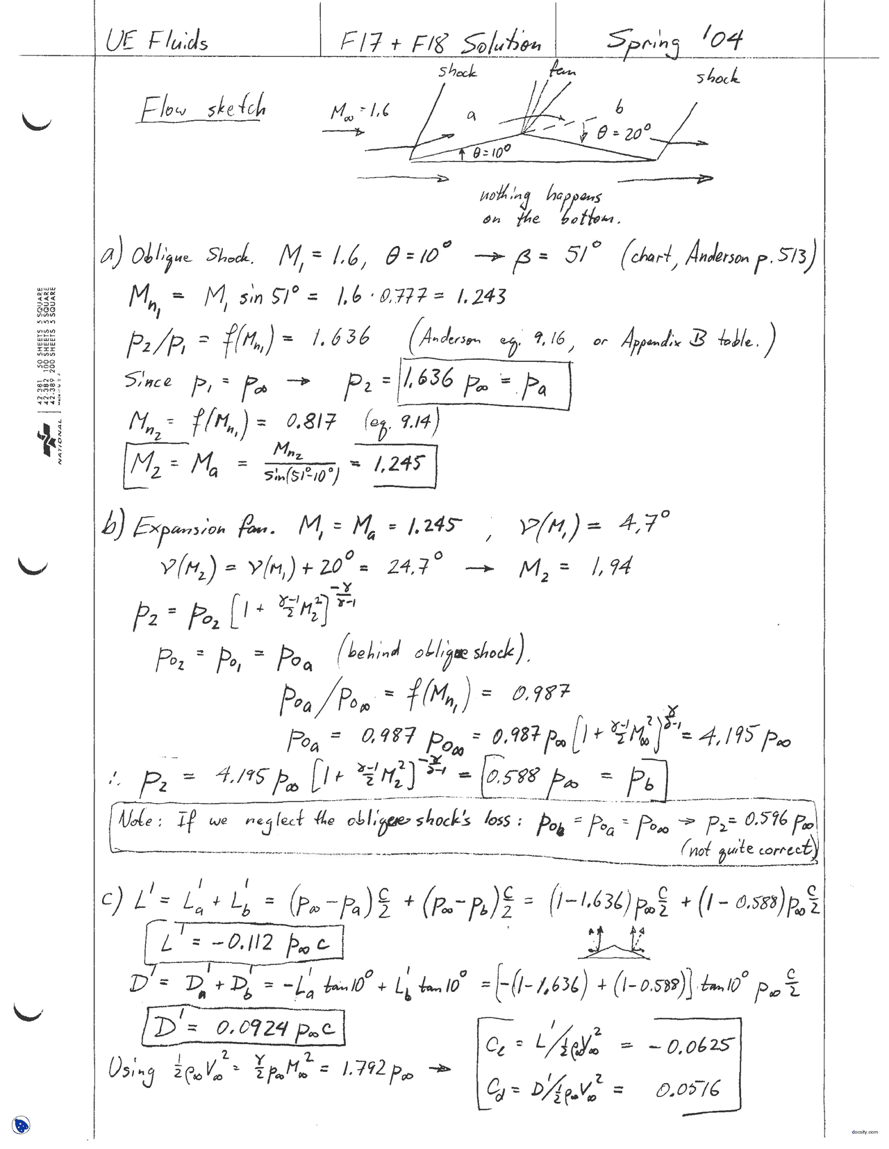 Shock Analysis Advanced Unified Engineering Assignment Solution Docsity
