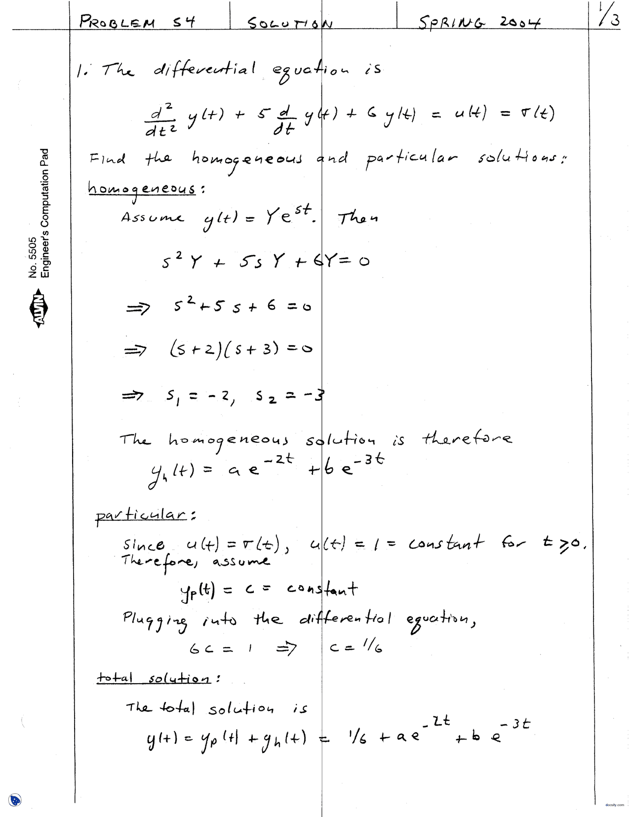 Homogenous Differential Equation Advanced Unified Engineering