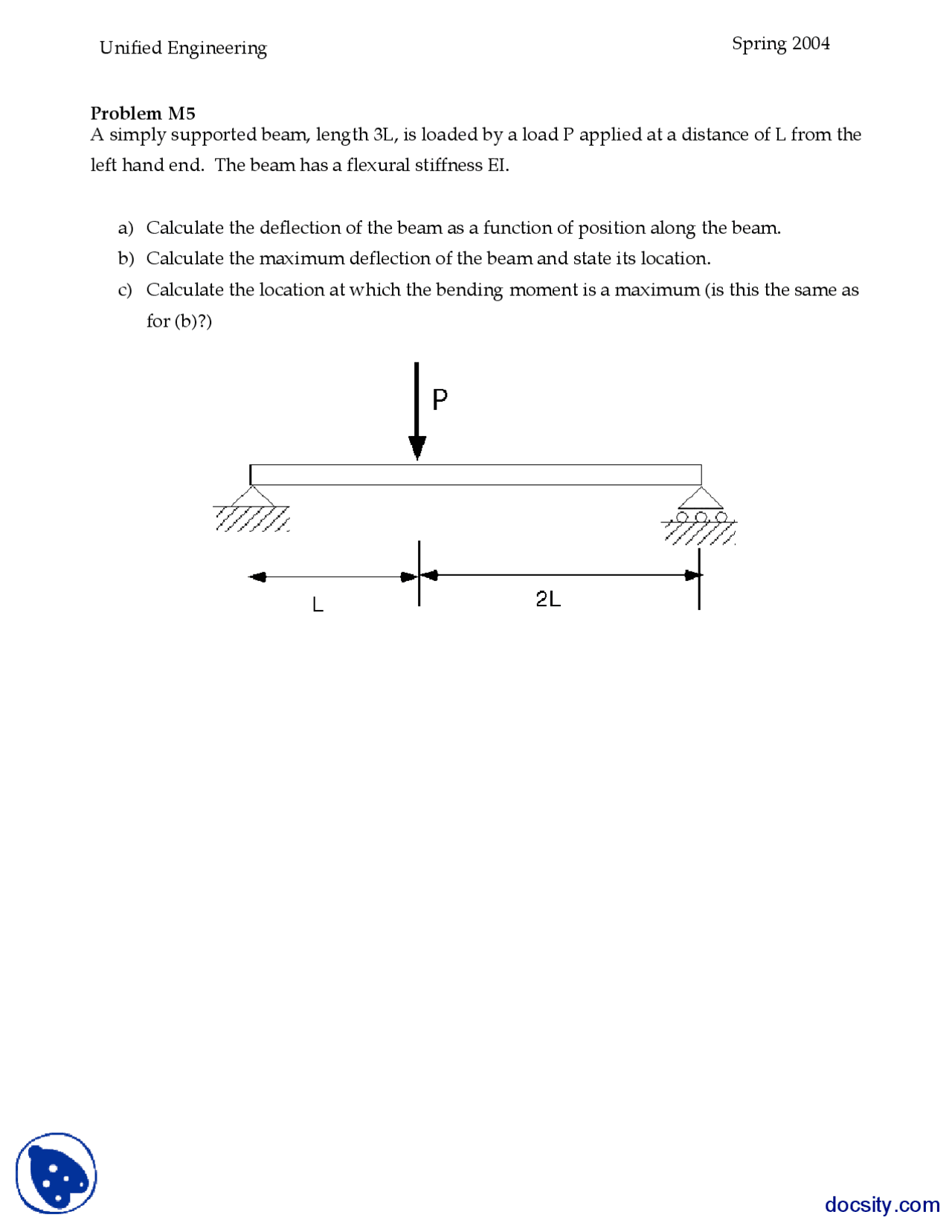 Beam System Part 1 Advanced Unified Engineering Assignment Docsity