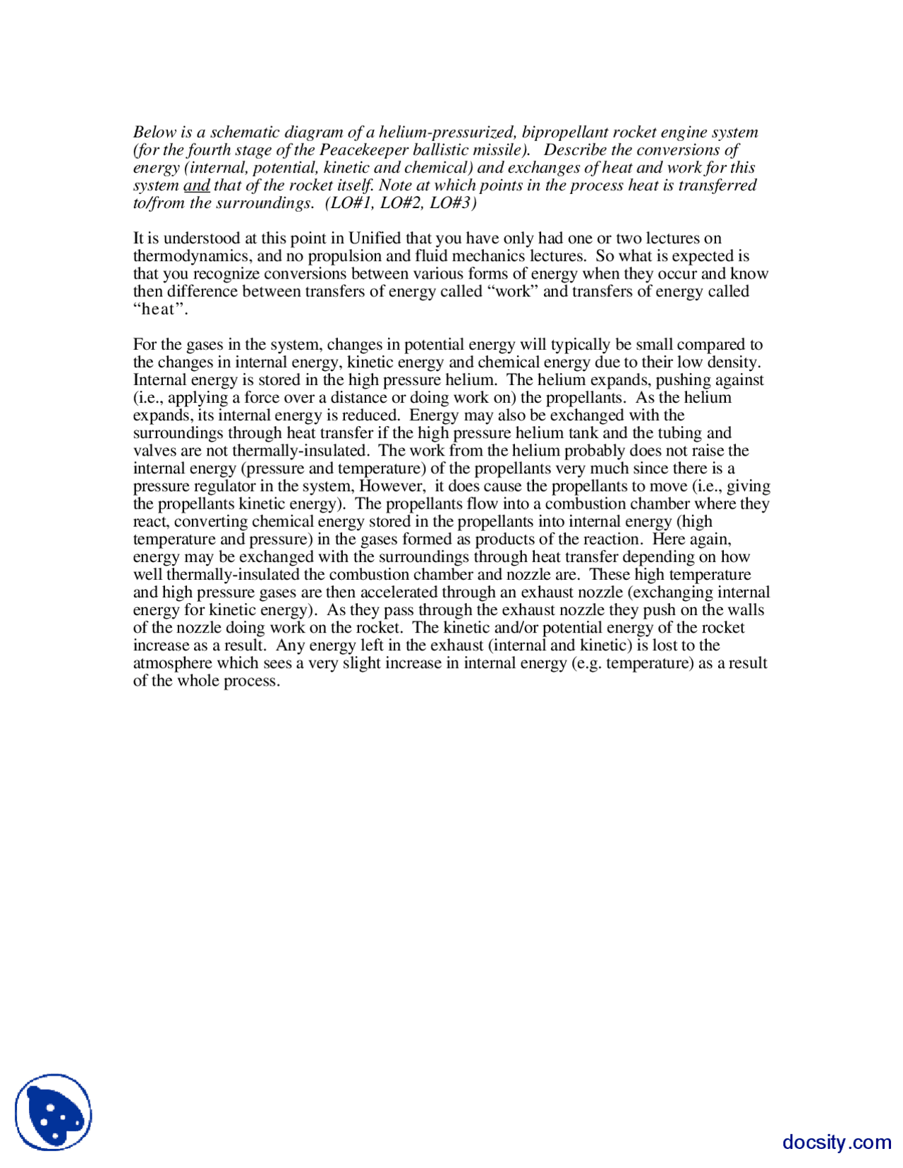 Rocket Engine Part 1 Advanced Unified Engineering Assignment Solution
