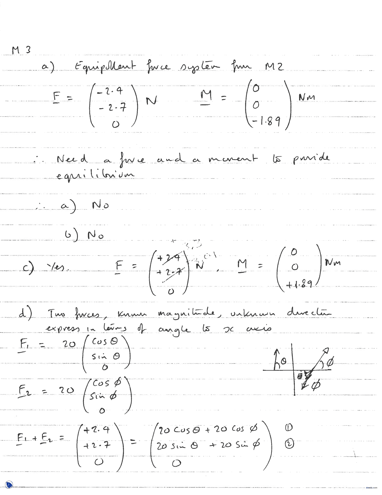 Equilibrium I Basic Unified Engineering Assignment Solution Docsity