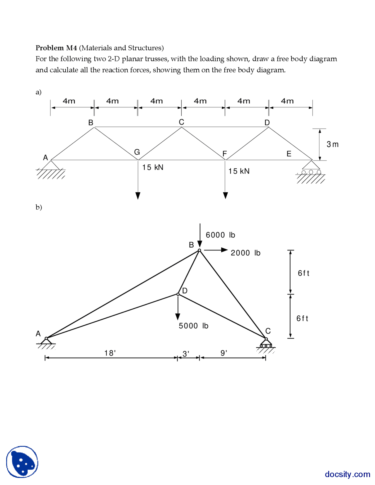 2 D Planar Trusses Part 1 Unified Engineering Assignment Docsity