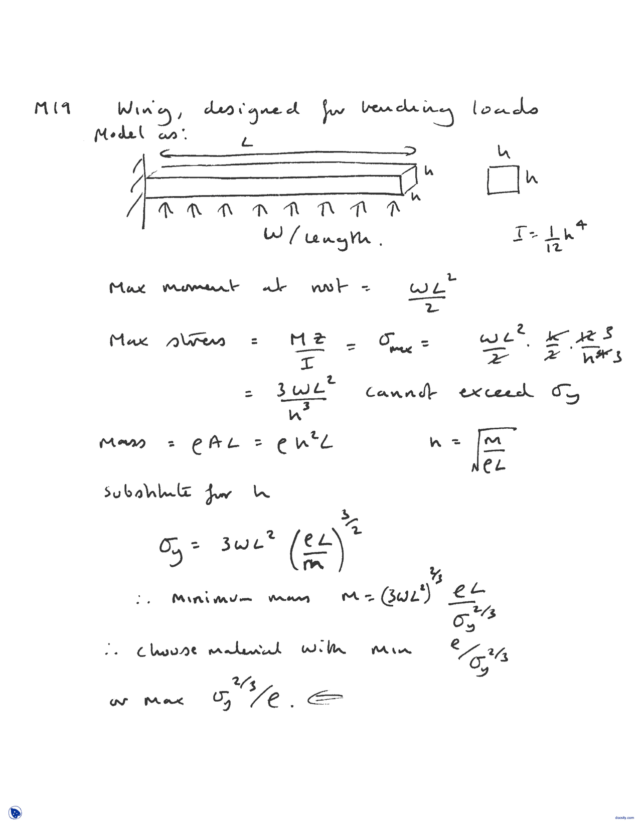 Wing Spars Bending Loads Unified Engineering Assignment Solution Docsity