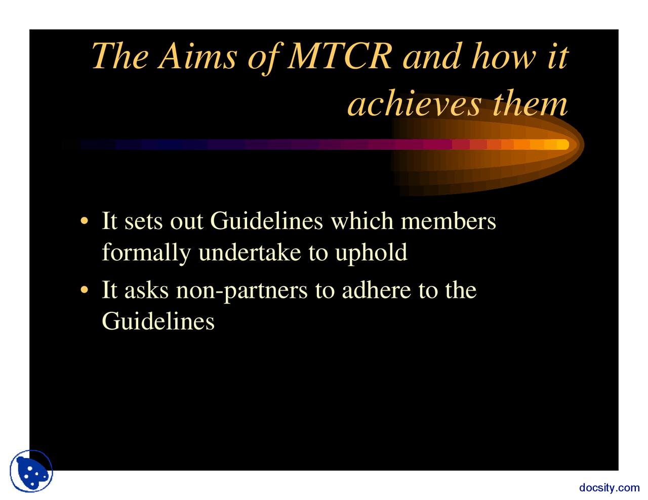 The Aims of MTCR-Ballistic Missile-Presentation - Docsity