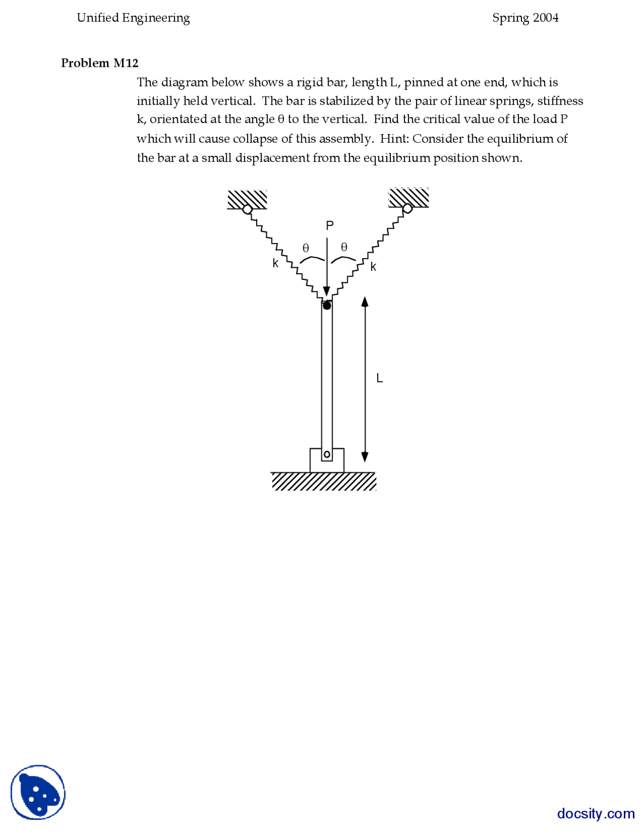 Pin Bar System Part 1 Basic Unified Engineering Assignment Docsity