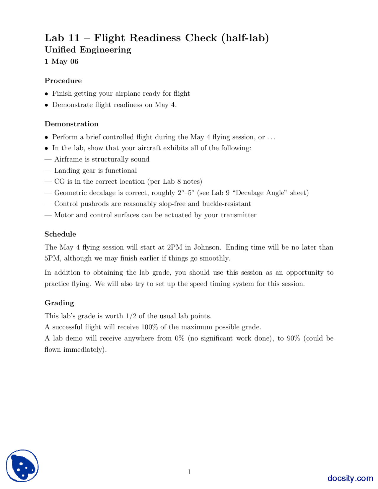 Flight Readiness Check Lab: Preparing Your Airplane for Flight ...