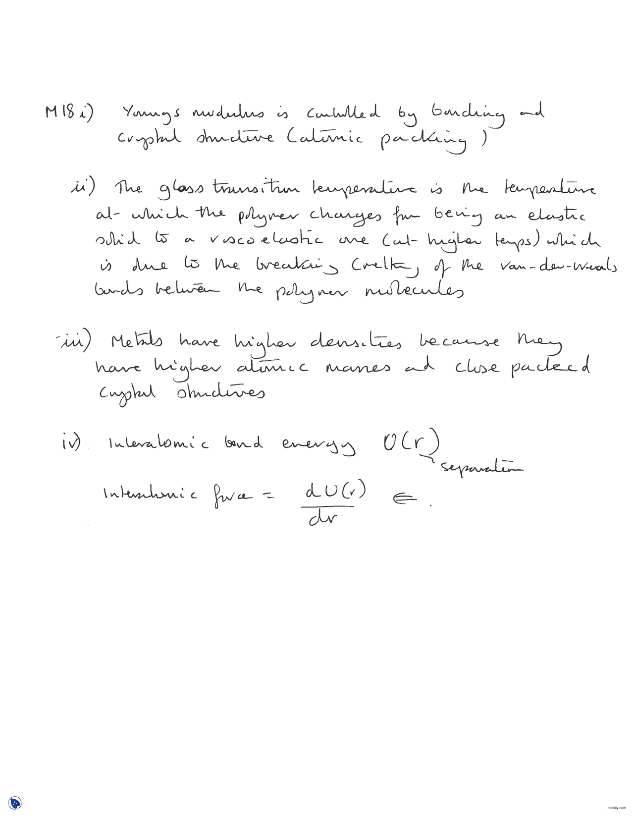 Youngs Modulus Of A Homogenous Material Unified Engineering Assignment