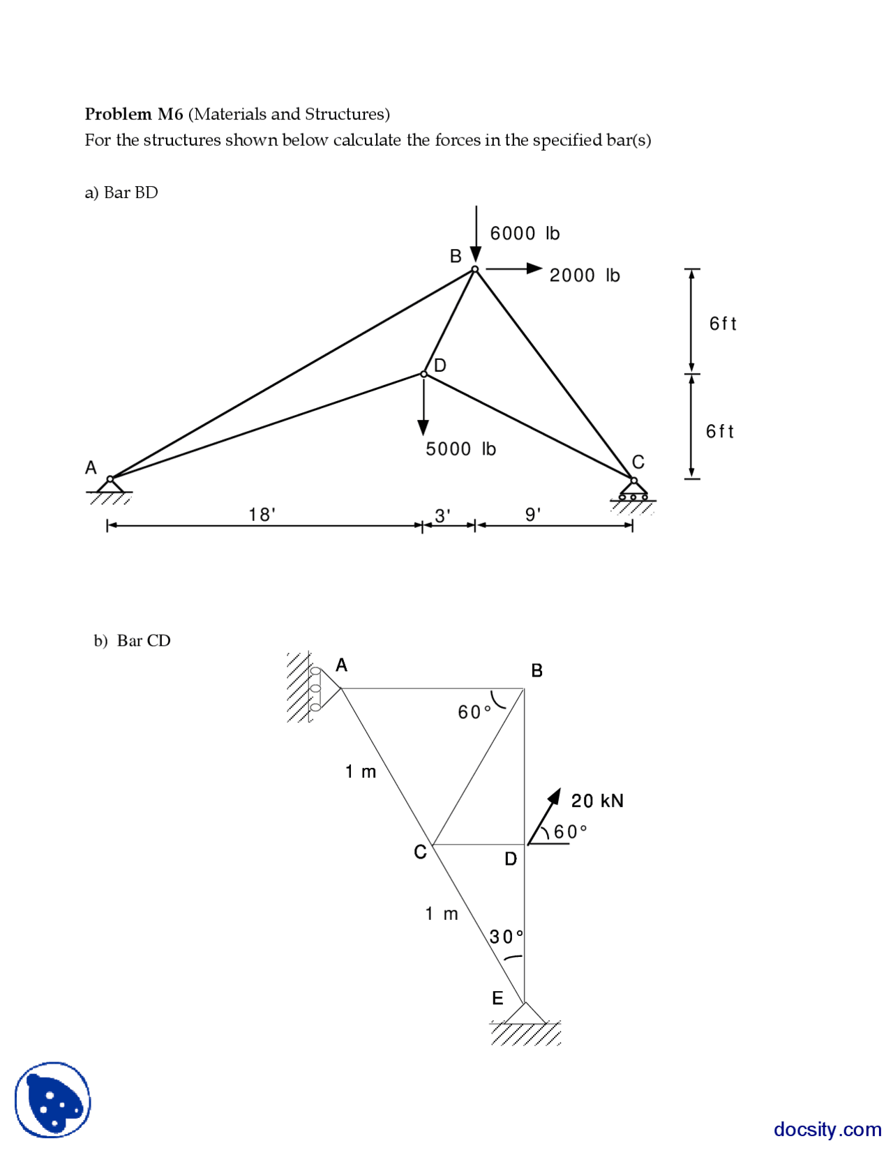 Forces On An Object Part 1 Basic Unified Engineering Assignment Docsity