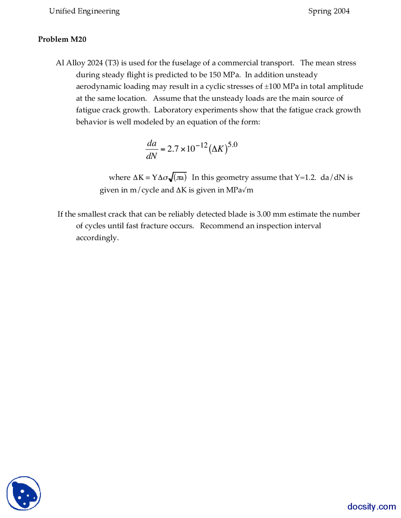 Stresses And Strains Part 1 Basic Unified Engineering Assignment Docsity