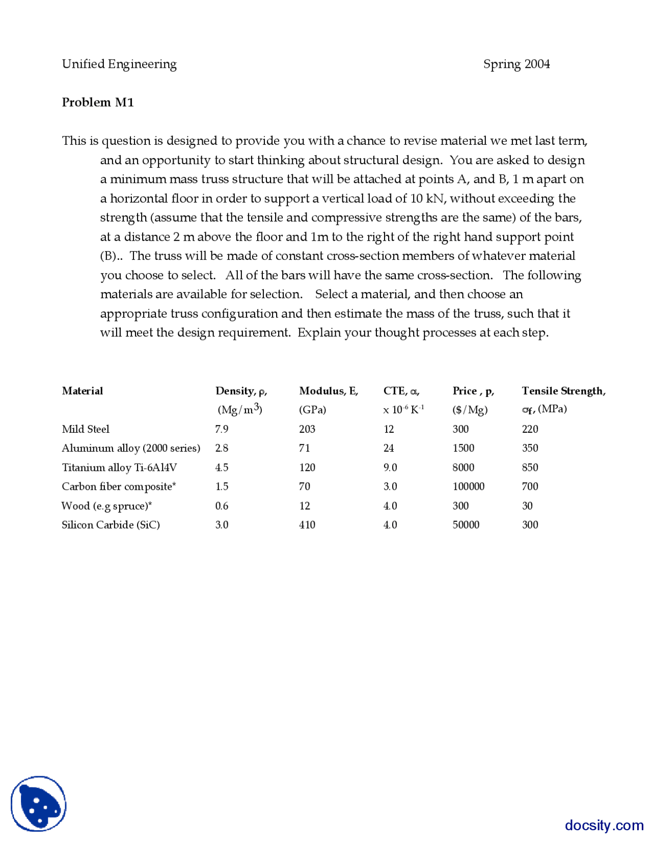 Design Requirments And Mass Advanced Unified Engineering Assignment