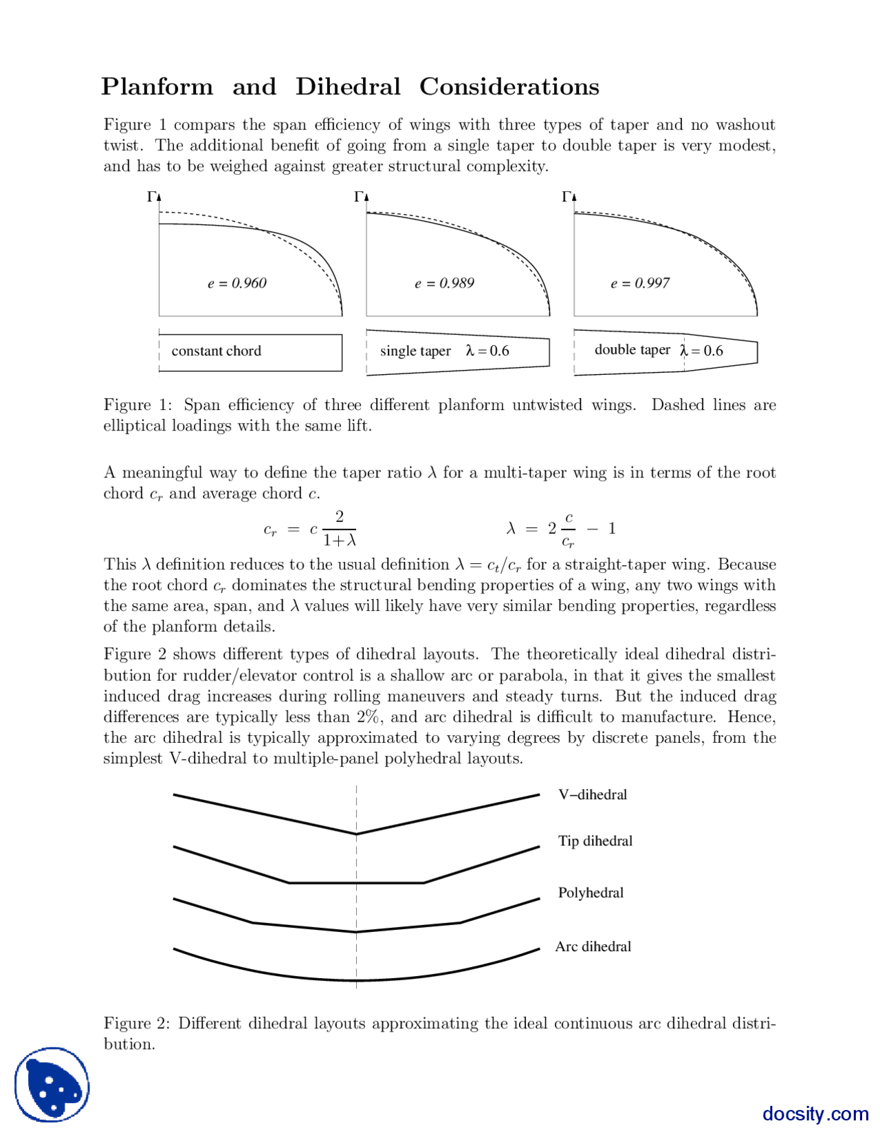 Planform and Dihedral Considerations-Design Analysis And Aeronautical ...