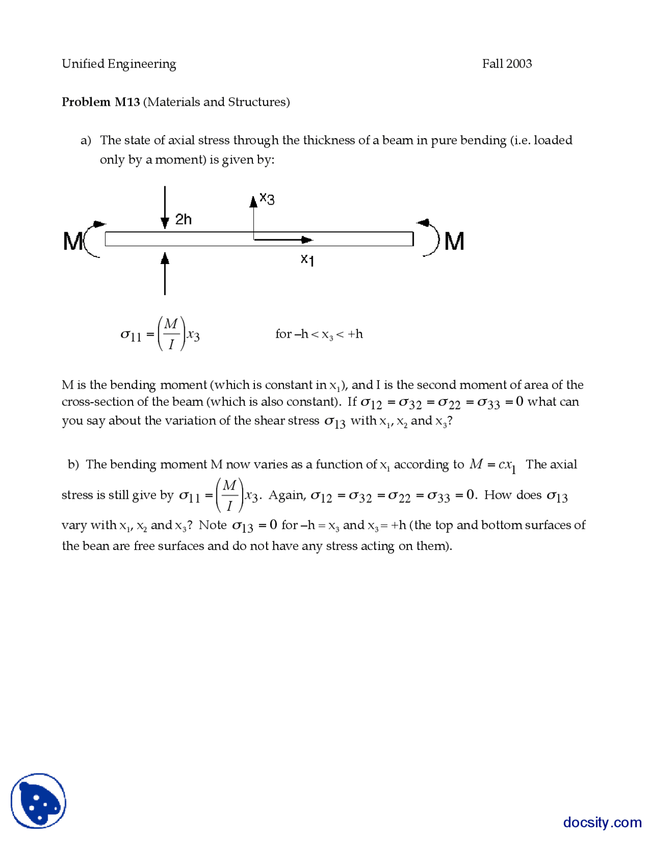 Pin Bar System Part 4 Basic Unified Engineering Assignment Docsity
