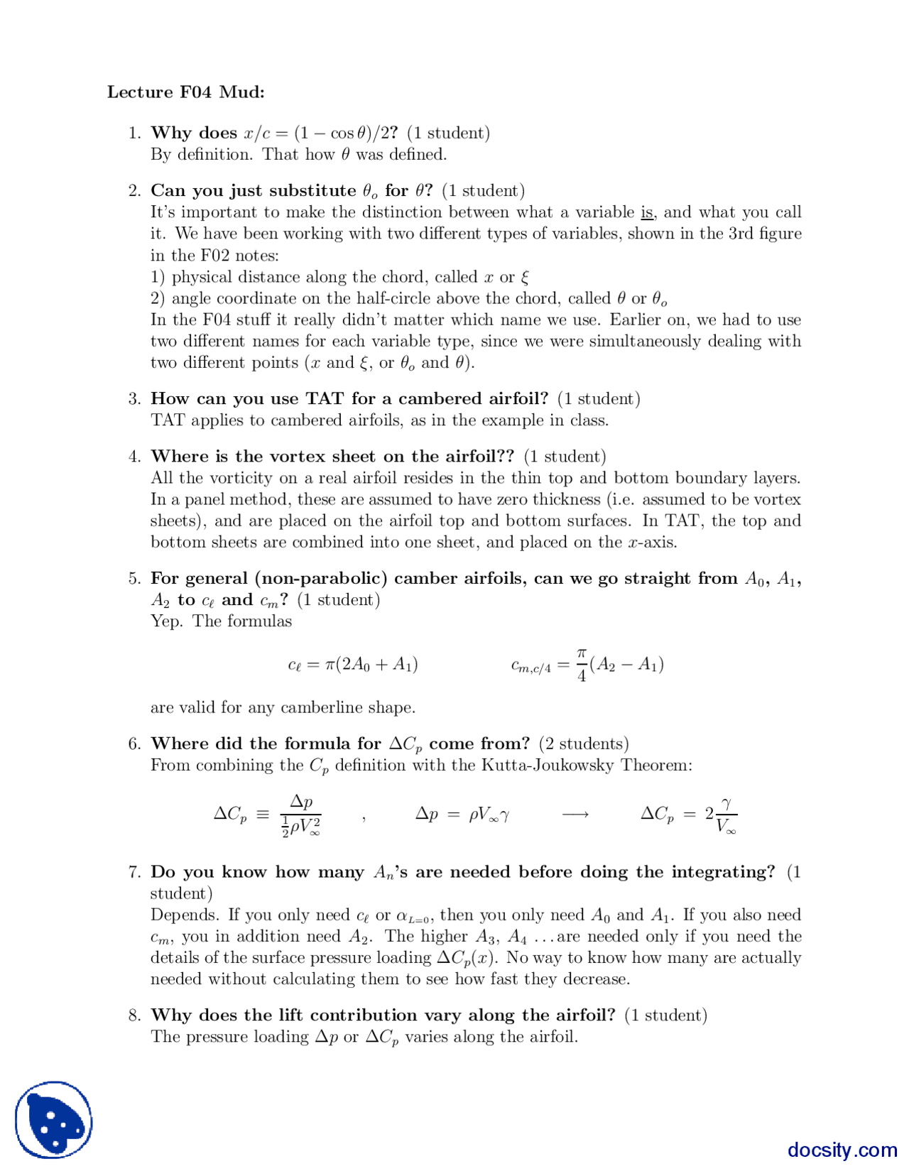 Vortex Sheet On The Airfoil-Aerospace Aerodynamics And Fluid Mechanics ...