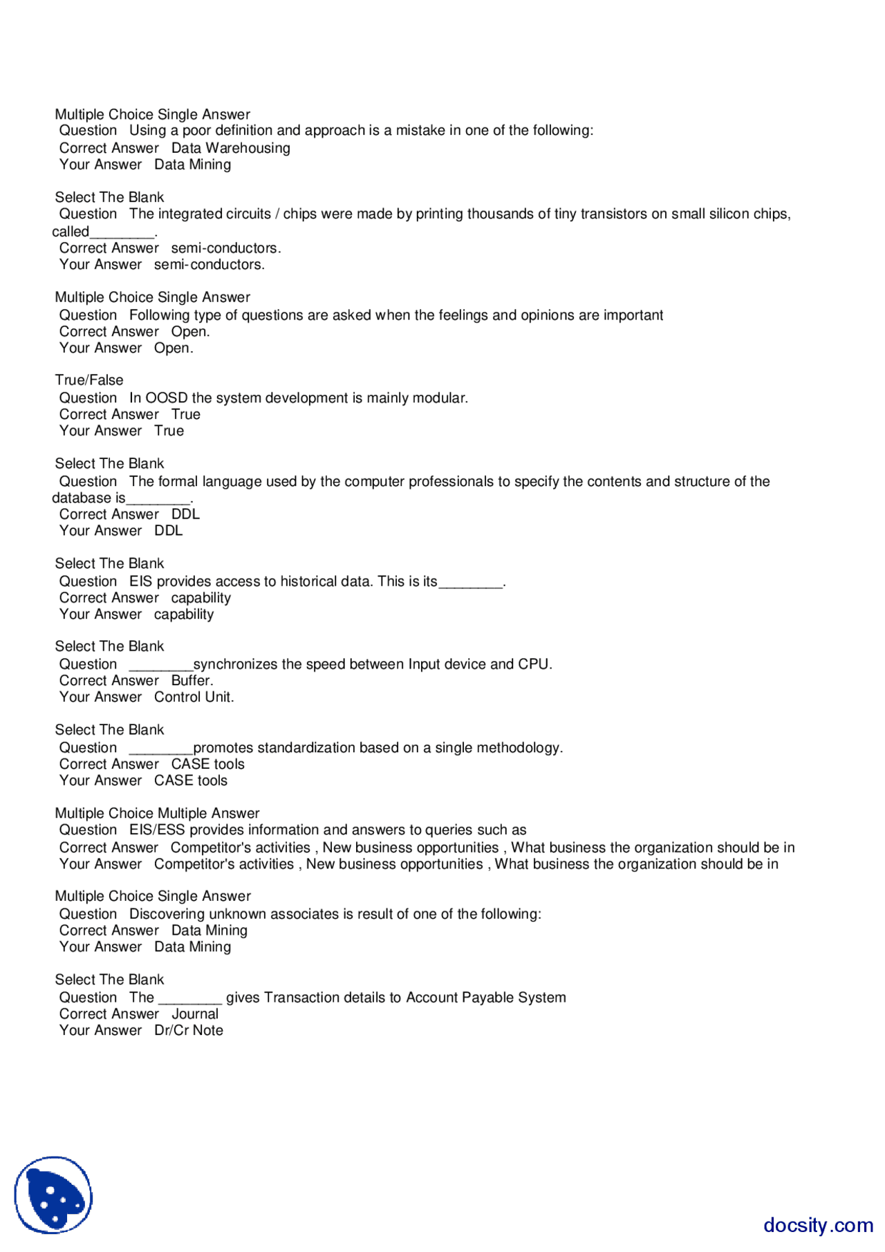 Management Information System 2 Mcqs Part 11 Sofware Development And